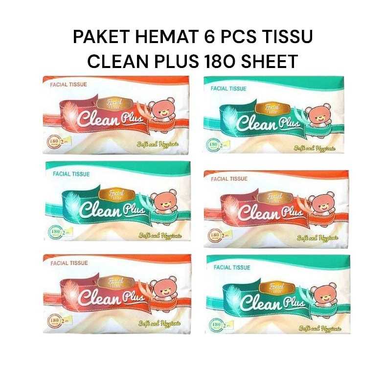 Jual [ 6 Pack ] Paket Clean Plus Tissue 180 Sheets | Facial Tissue ...