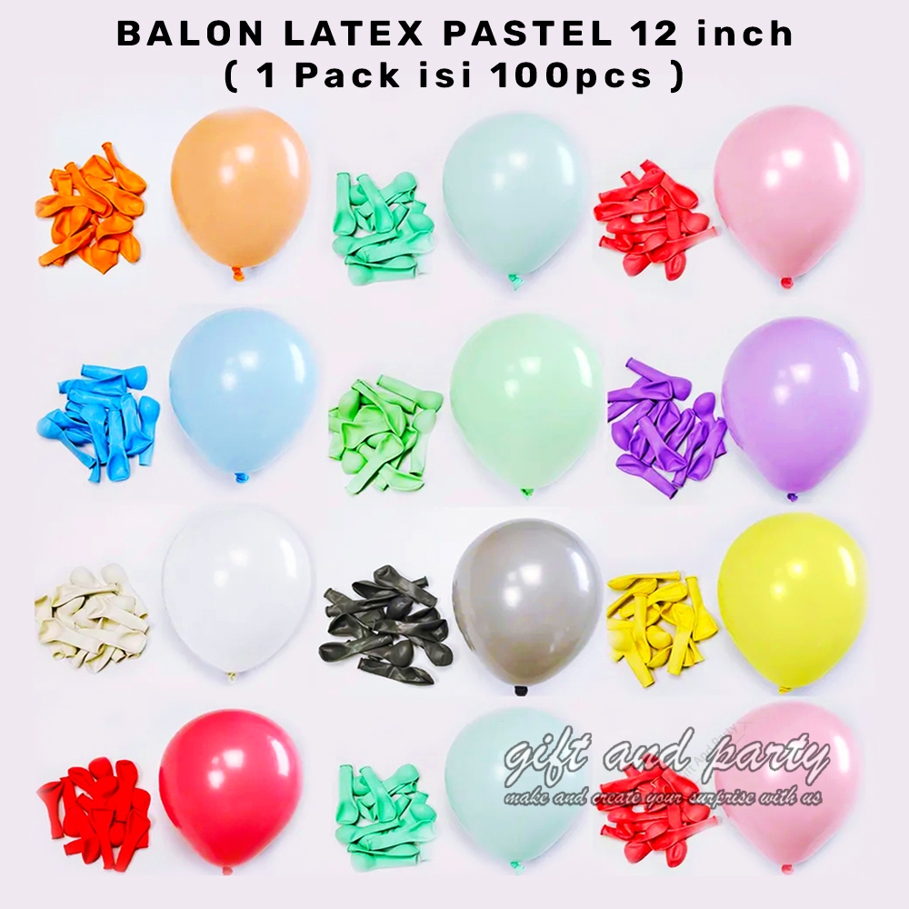 Jual Balon Latex Pastel 12 inch 1 pack isi 100 pcs / Balon Per Pack ...