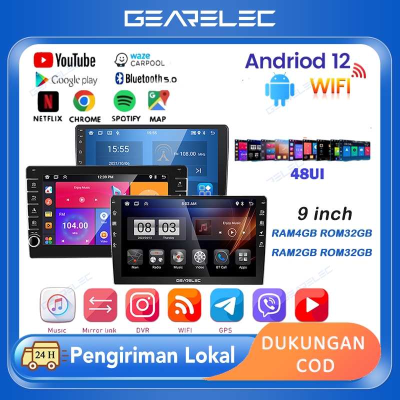 Jual 【4+32G】Double Din Android 12 Head Unit 9 inch Car Radio Touch Screen WIFI YouTube | Shopee ...