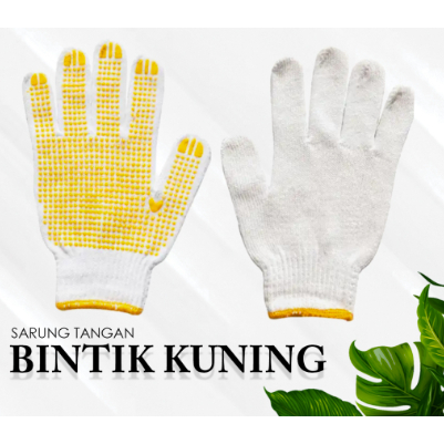 Jual PAKET 1 LUSIN Kaos Sarung tangan kain safety proyek bintik kuning ...