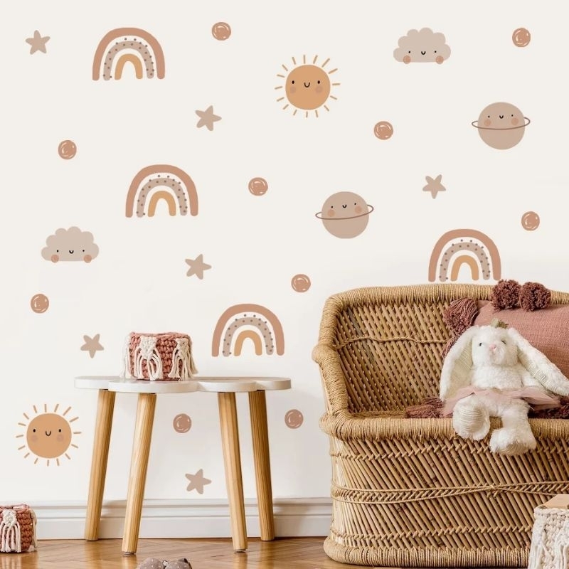 Jual Wall stiker Dinding Aesthetic Rainbow Planet Space star Sticker ...