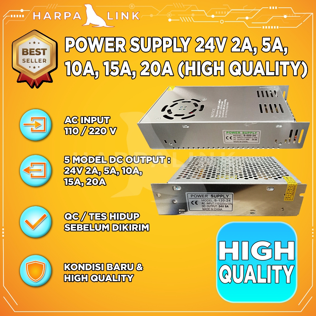Jual Switching Power Supply PSU 24V 20A High Quality Power Supply 24V 20A 24 Volt 20 Ampere ...
