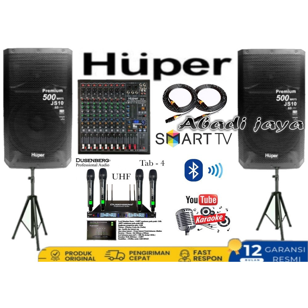 Jual paket sound system huper js10 15 inch 4 MIC WIRELESS original ...
