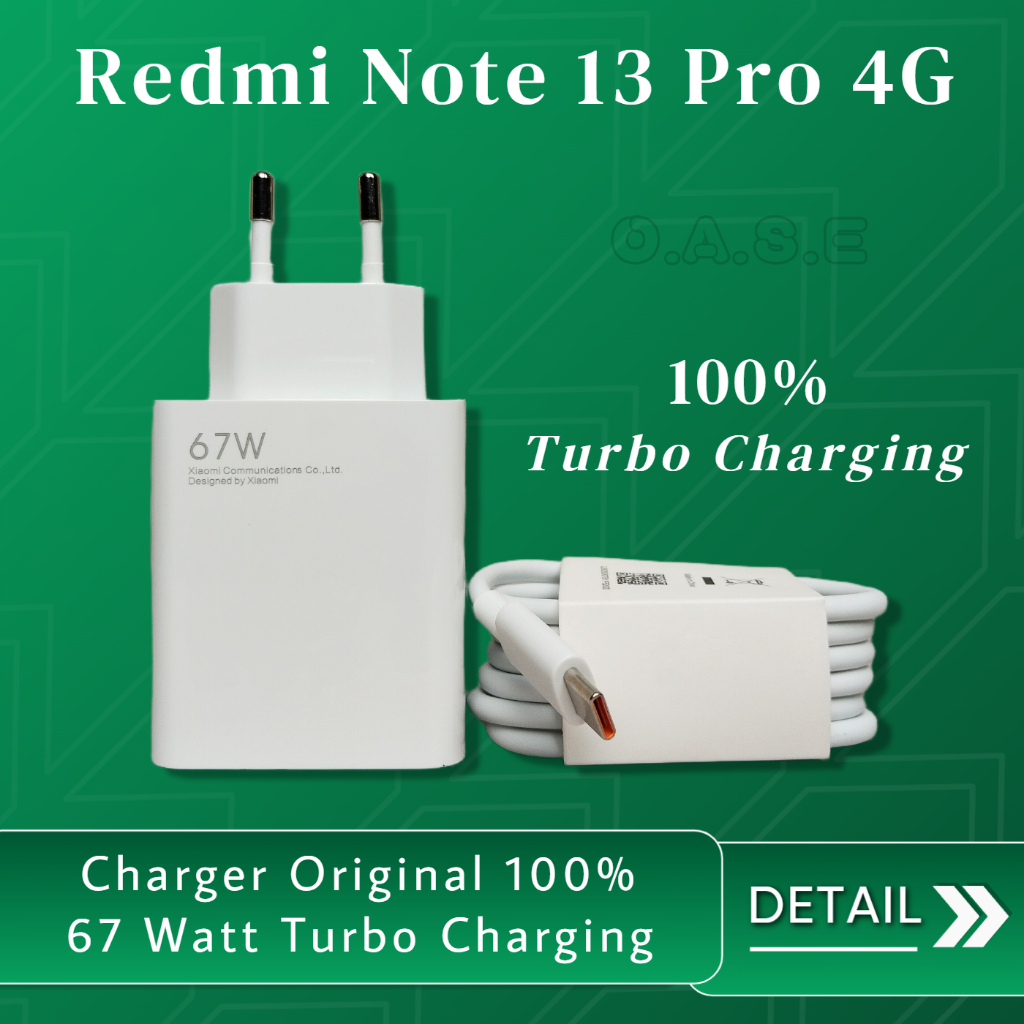 Jual Charger Xiaomi Redmi Note 13 Pro 4G Casan Turbo Charging 67W ...
