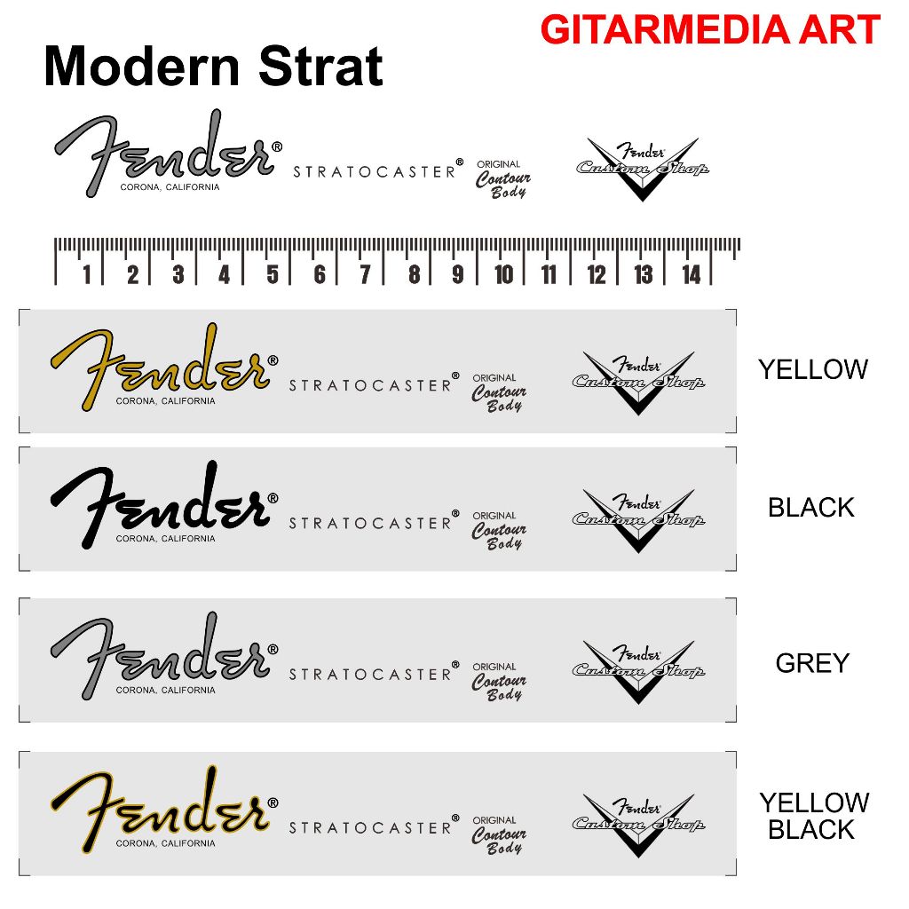 Jual logo fender sticker fender sticker logo fender decal fender stratocaster water slide decal ...