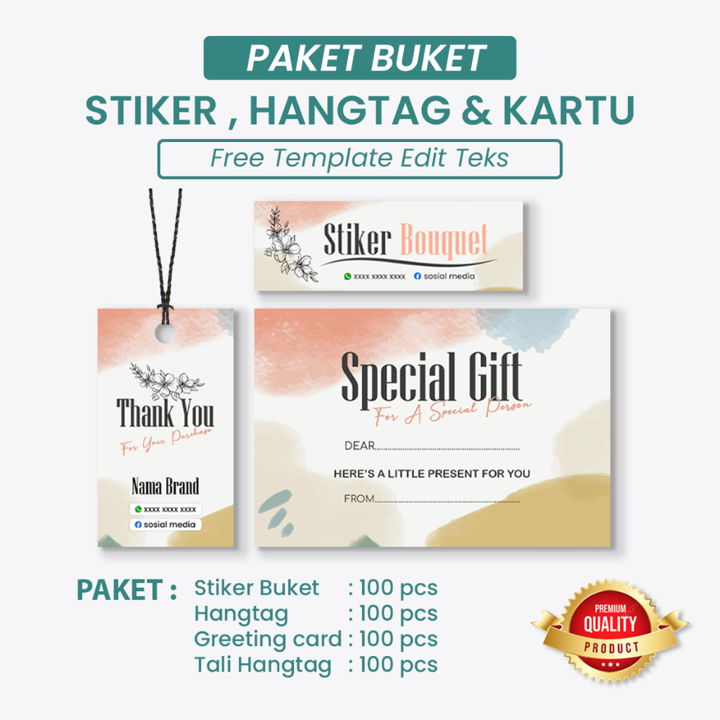 Jual Total Isi 300 , Paket Hangtag buket , gratting card buket , stiker ...