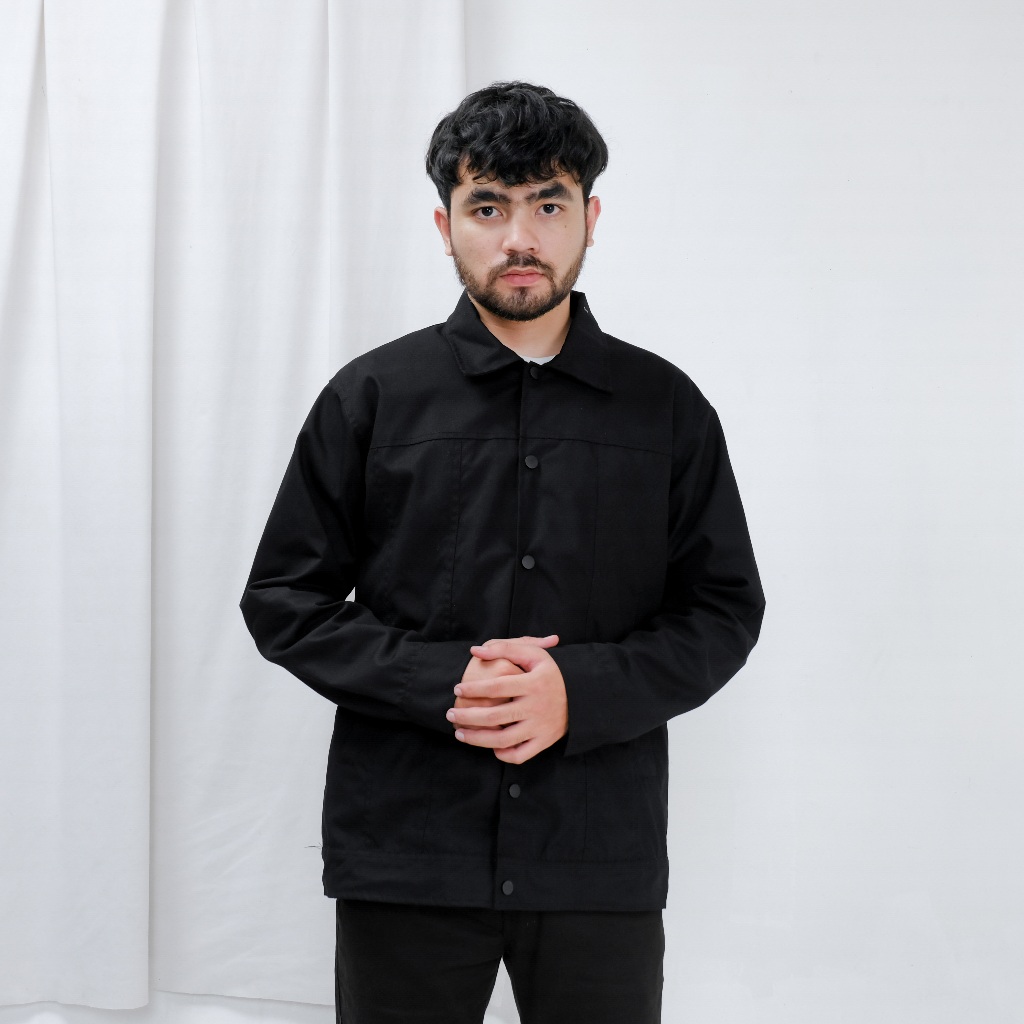 Jual Libra Jaket Trucker Semi Parka Hitam Pria Canvas Katun Pakai ...