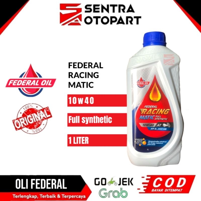 Jual Oli federal racing matic 10w40 1liter 1000ml original | Shopee ...