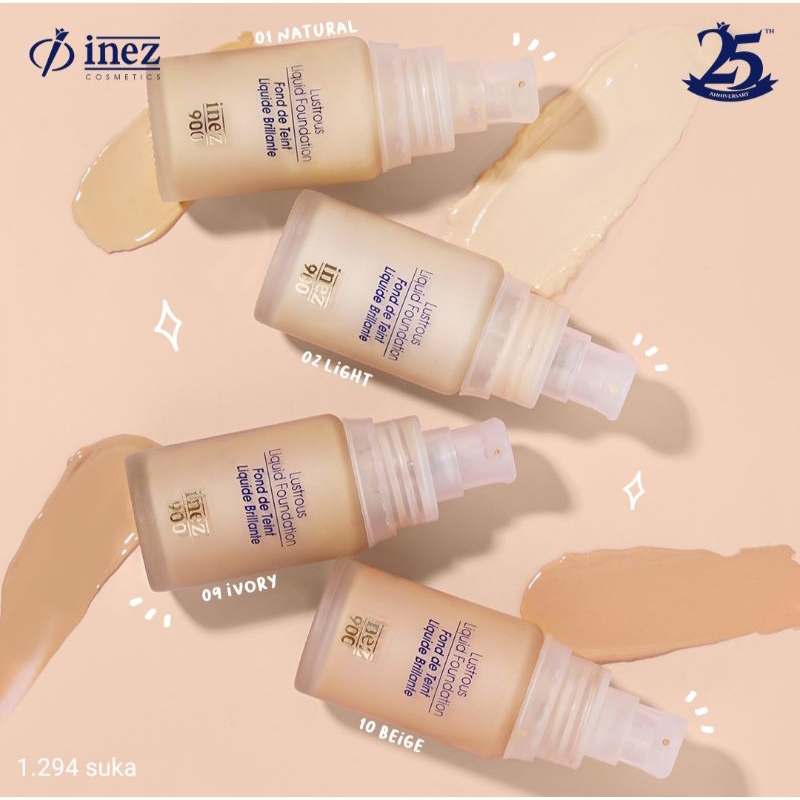 Jual Inez Lustrous liquid foundation (alas bedak cair) | Shopee Indonesia