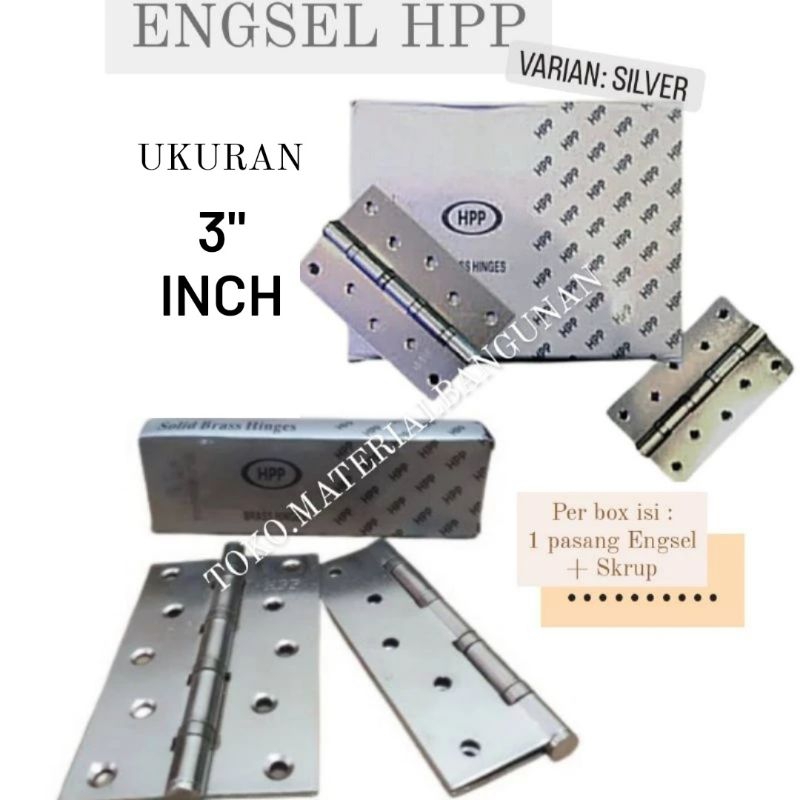 Jual ENGSEL HPP 3" INCH SILVER ENGSEL PINTU JENDELA ENGSEL PLAT KUPU ...