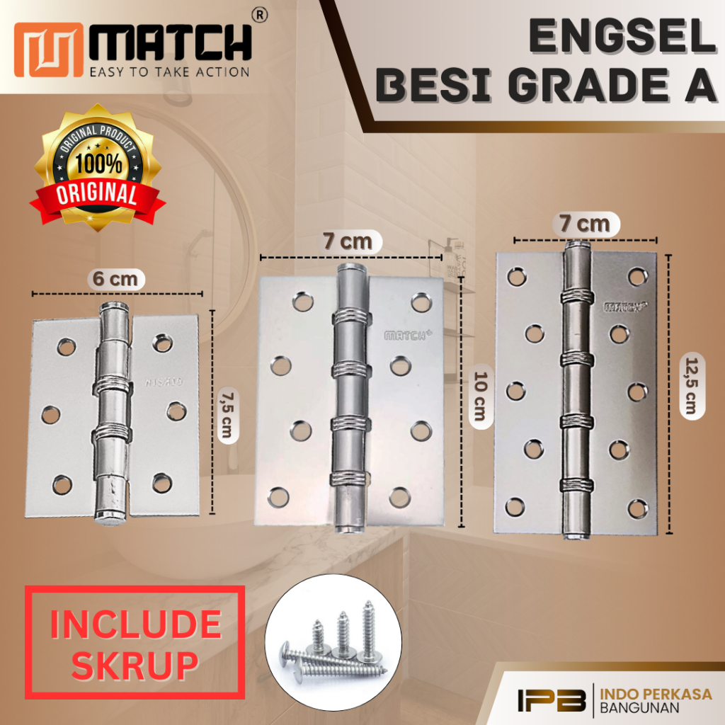 Jual MATCH Engsel Besi Match 3" / 4" / 5 " inch GRATIS SKRUP Engsel ...