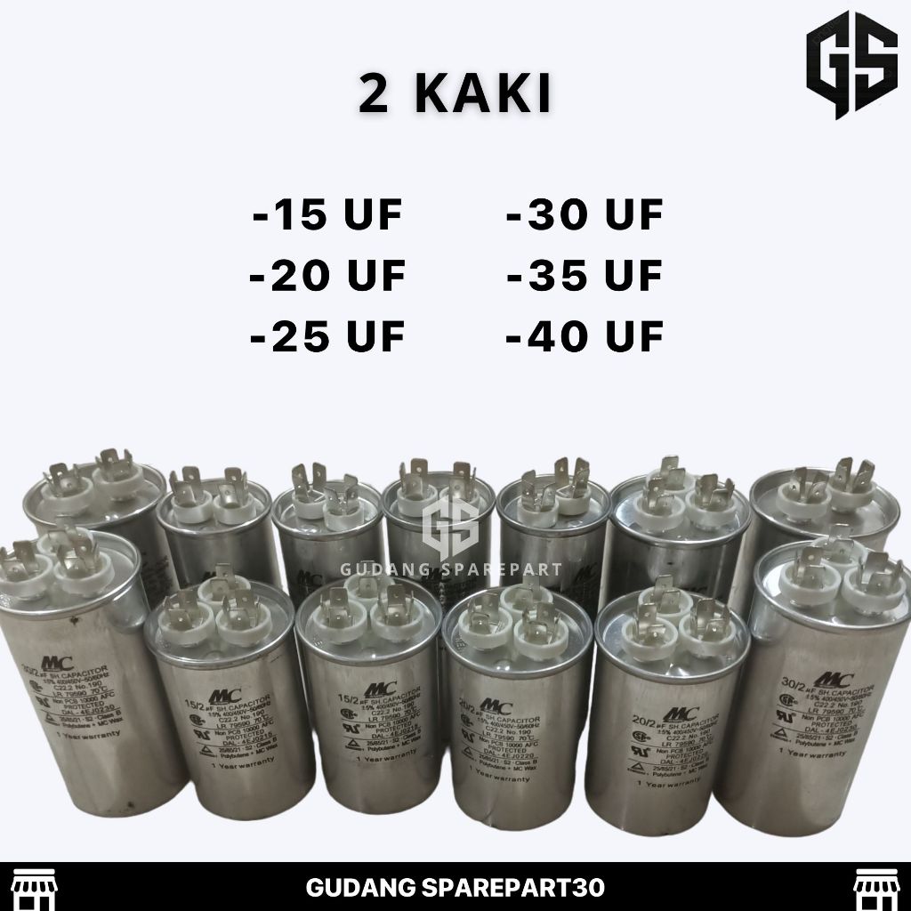 Jual Kapasitor Running / Kapasitor AC Merk MC 2 Kaki - 15 20 25 30 35 40 uF | Shopee Indonesia