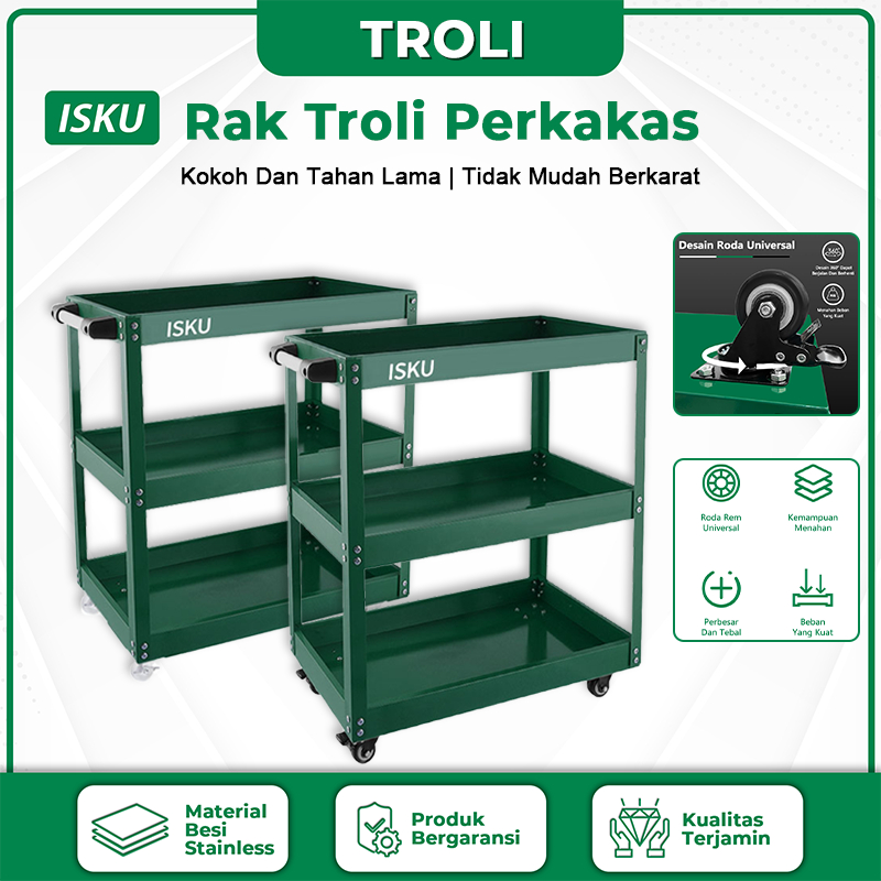 Jual ISKU trollies bengkel rak 3 susun trolly trolley perkakas tools ...