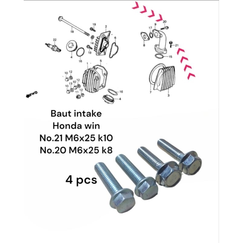 Jual baut intake karbulator honda win | Shopee Indonesia