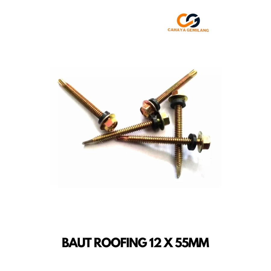 Jual CGP 50Pcs Baut Roofing Kuning 12x55mm 5.5cm Skrup Atap Spandek ...