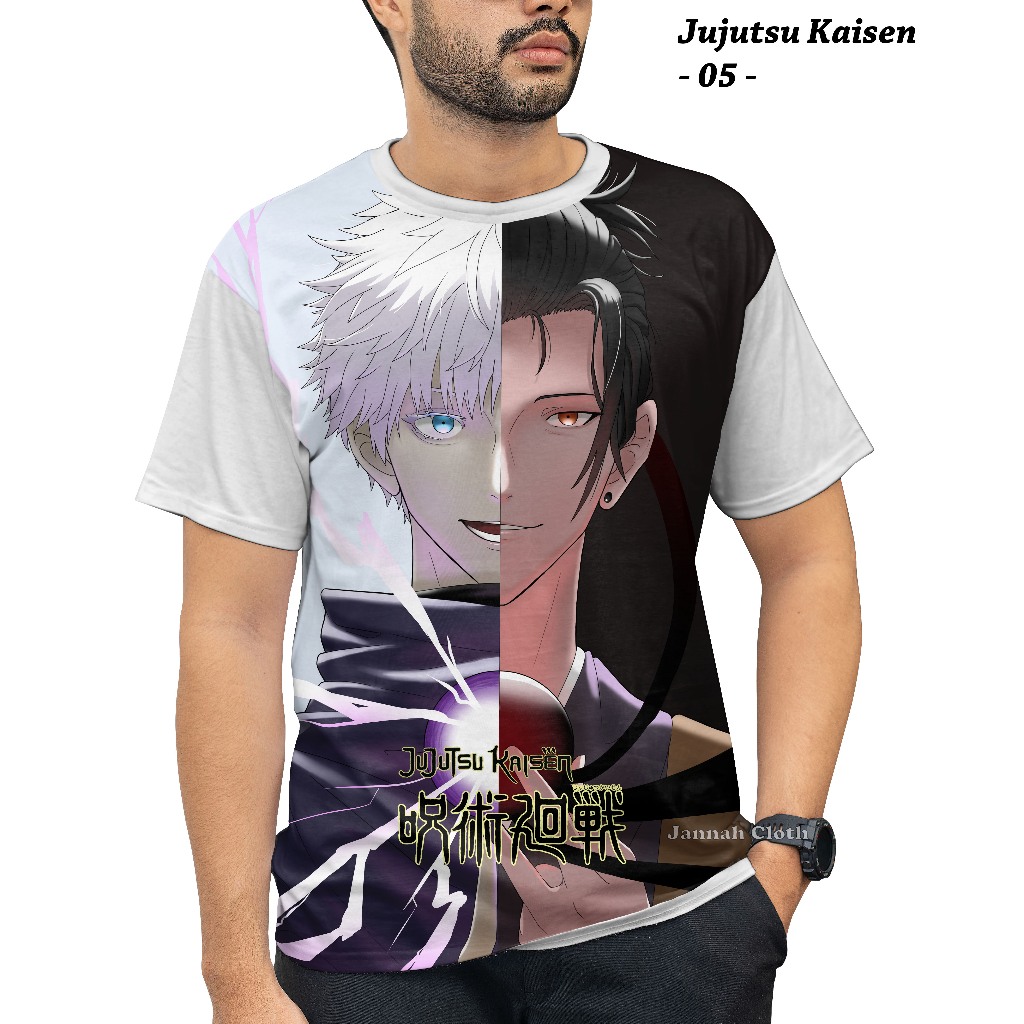 Jual Kaos Anime Jujutsu Kaisen Gojo VS Geto Kode JJK-05 Sablon Digital ...