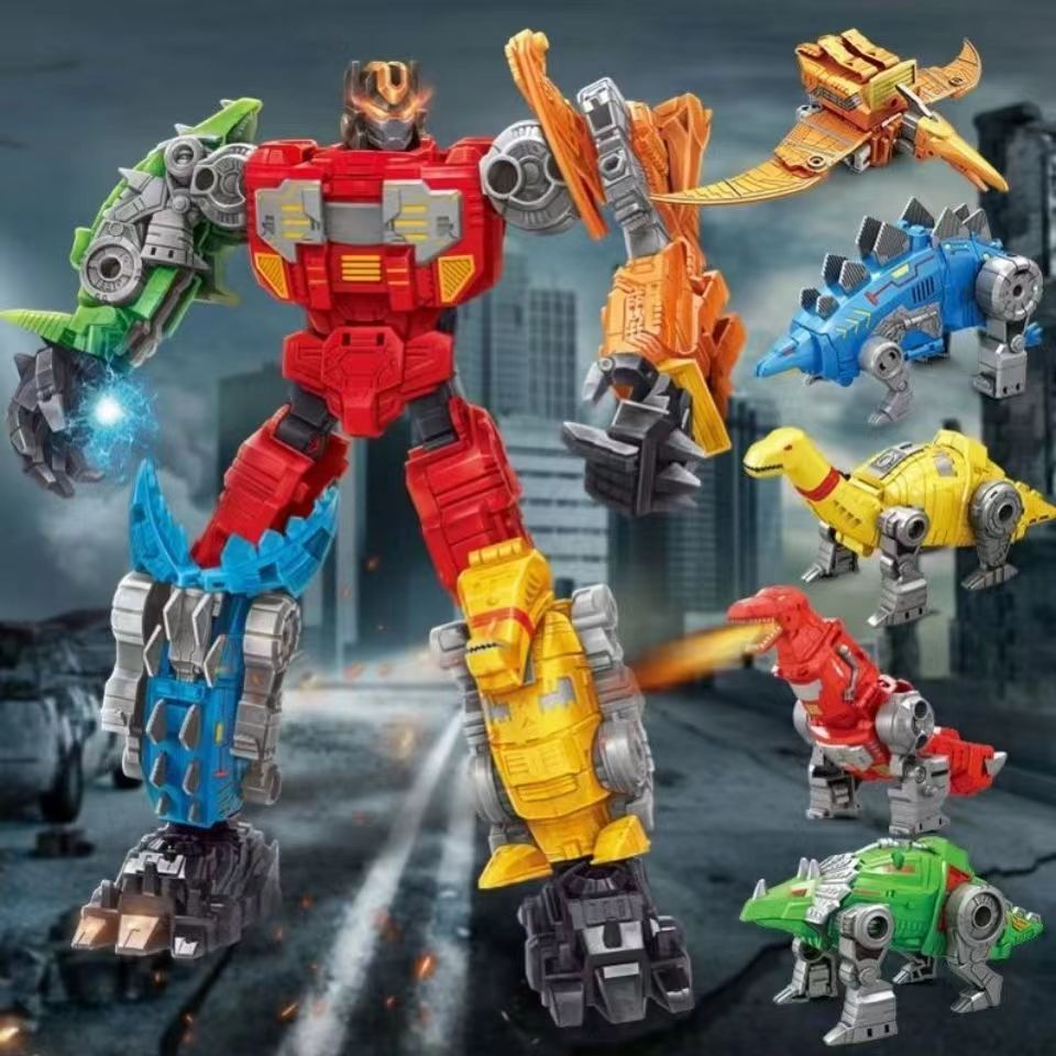 Jual 5 in 1 Transformers model toy set Dinosaur Shape-shifting robot ...