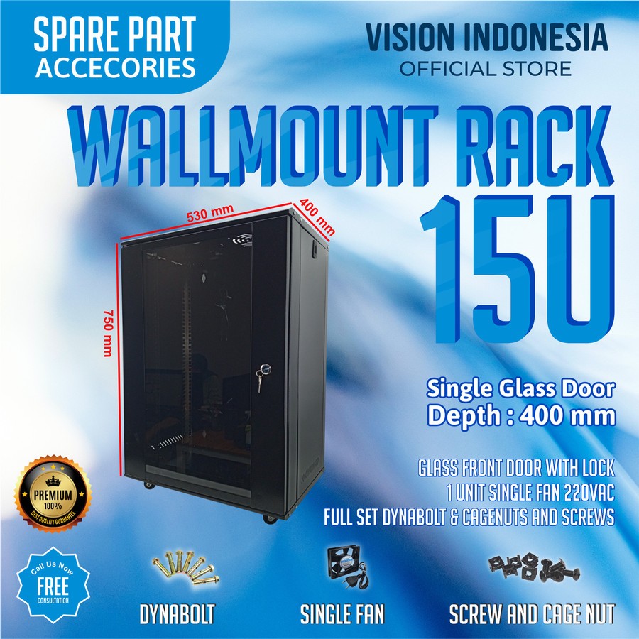 Jual Wallmount Rackmount 15U, Rak Server Single Door 15U Kecil | Shopee ...