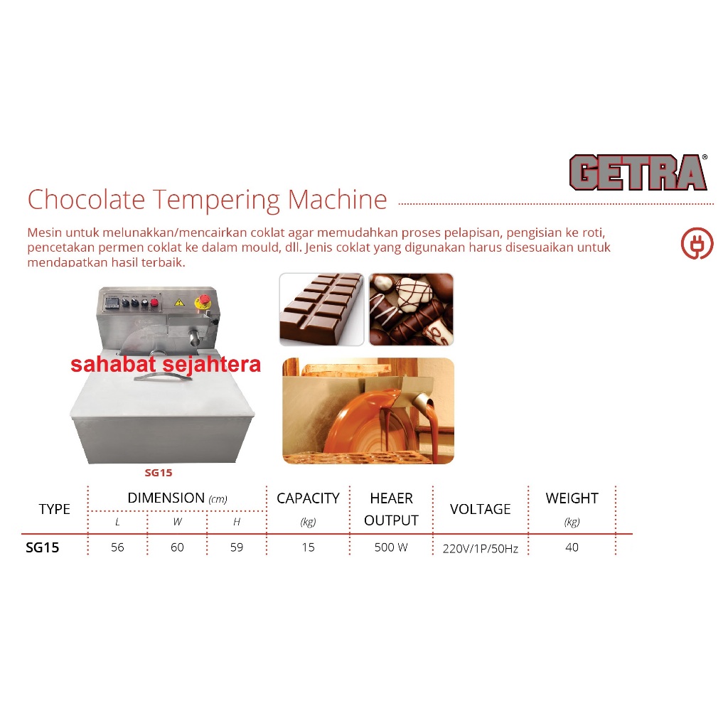 Jual GETRA Chocolate Tempering Machine SG-15 Mesin Pencair Coklat ...