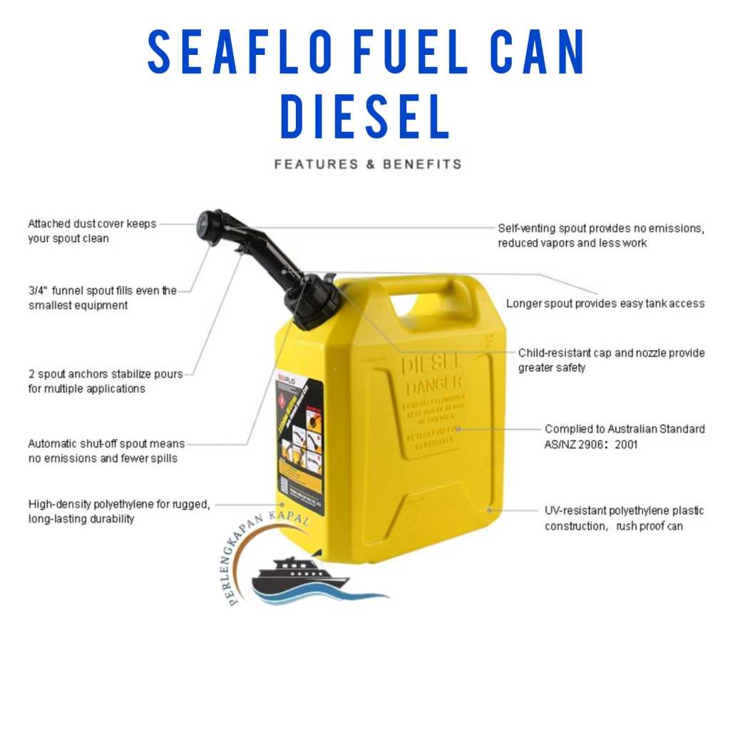Jual Seaflo Diesel Jerry Can 10 L / Jerigen Plastik Kuning Diesel 10 ...