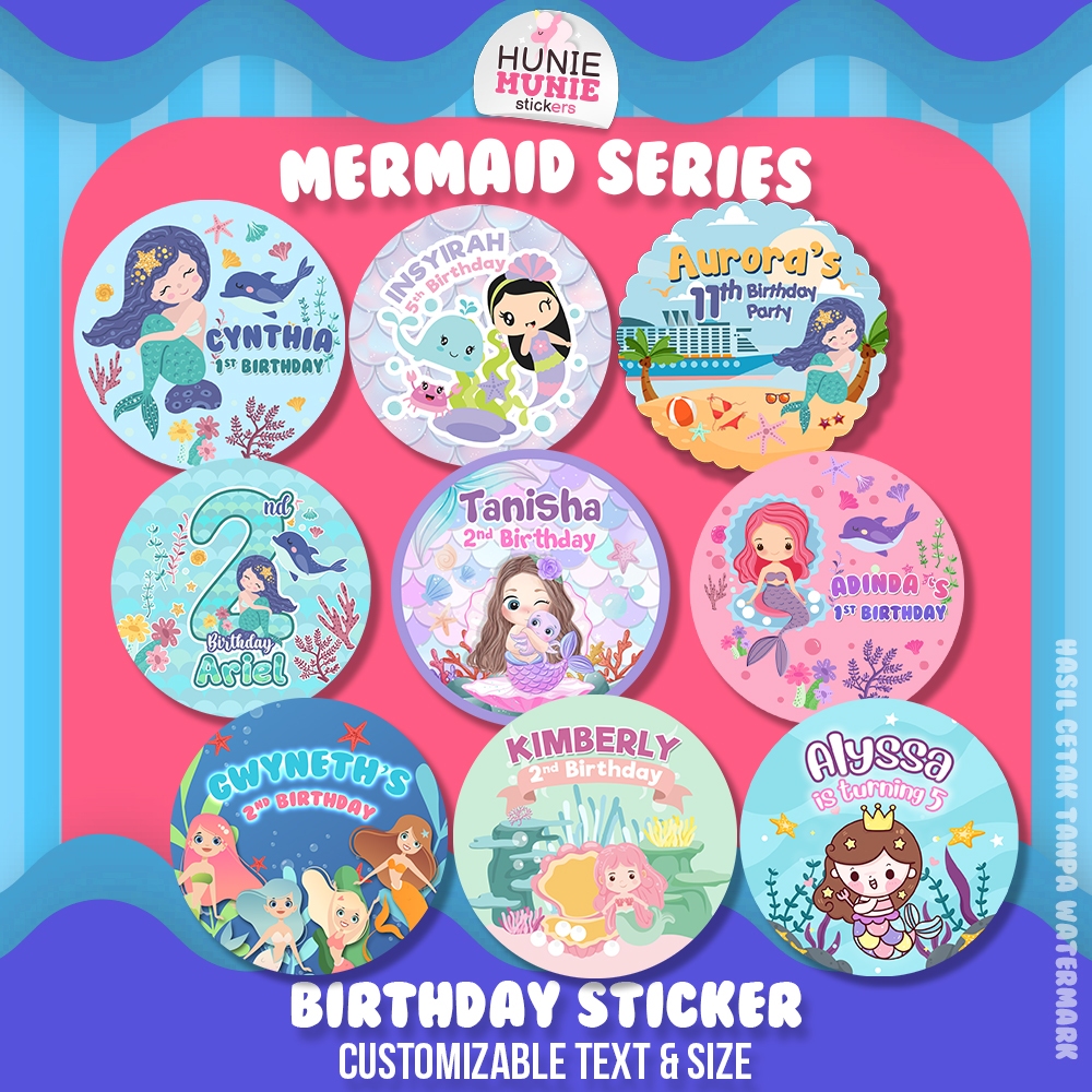 Jual Sticker Birthday Custom - Mermaid Putri Duyung SERIES (20pcs ...