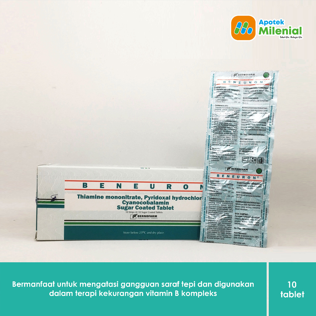 Jual Beneuron Vitamin B1, B6, B12 Isi 10 Tablet Harga Perstrip | Shopee ...