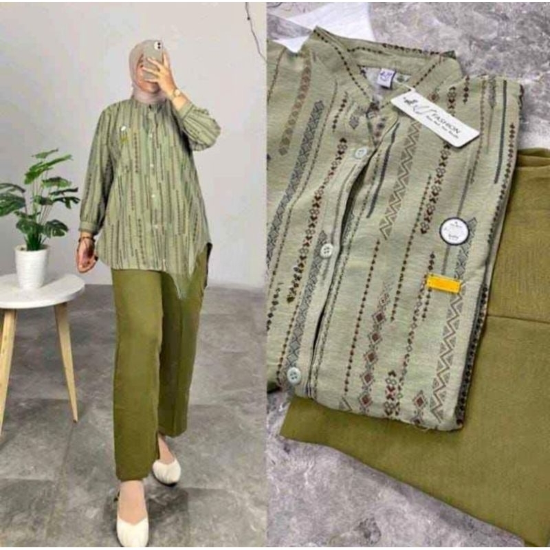 Jual ONE SET CRINKLE ETNIK SALUR PREMIUM/SETELAN WANITA DEWASA KEKINIAN/SETCEL SALUR ETNIK ...