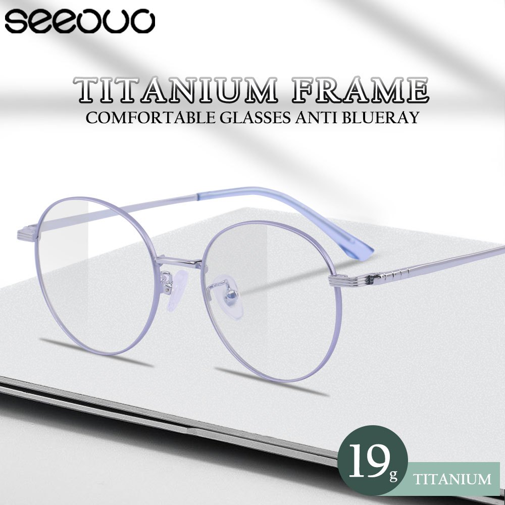 Jual Seeouo Kacamata Antiradiasi Blueray Model Bulat Stylish Bahan Titanium Ringan Pria Wanita ...