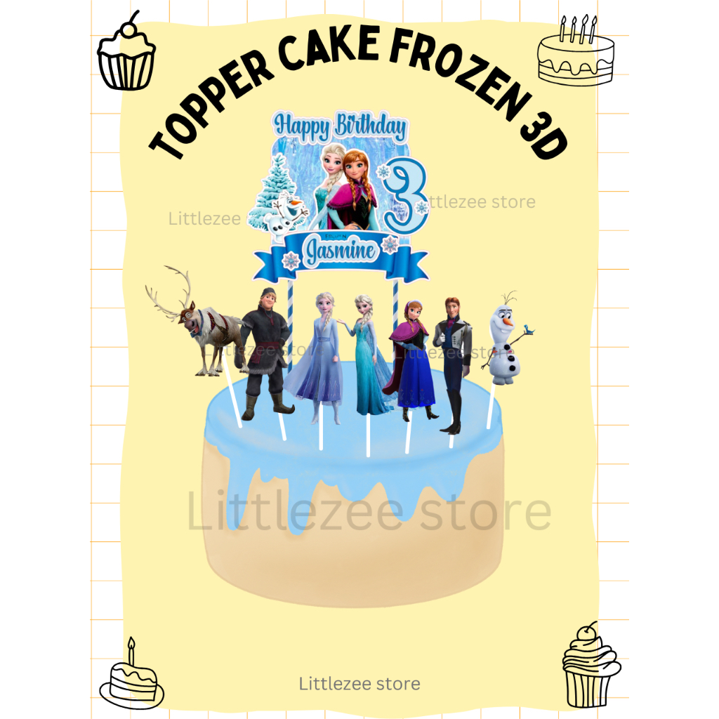 Jual topper cake frozen 3D / topper kue 3D frozen / hiasan kue 3D ...