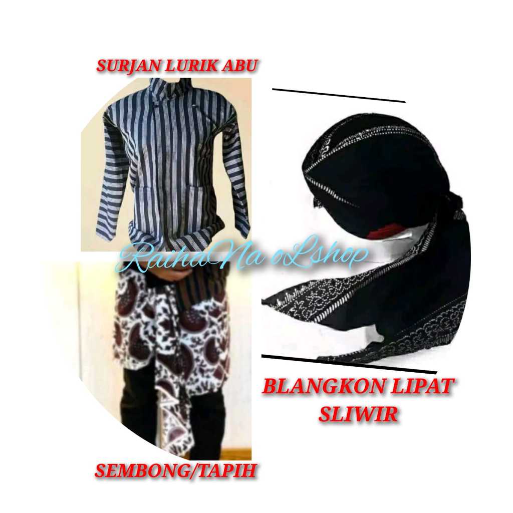 Jual BAJU ADAT LAKI | SURJAN LURIK ABU + BLANGKON LIPAT SLIWIR + SEMBONG/TAPIH | SETELAN PAKAIAN ...