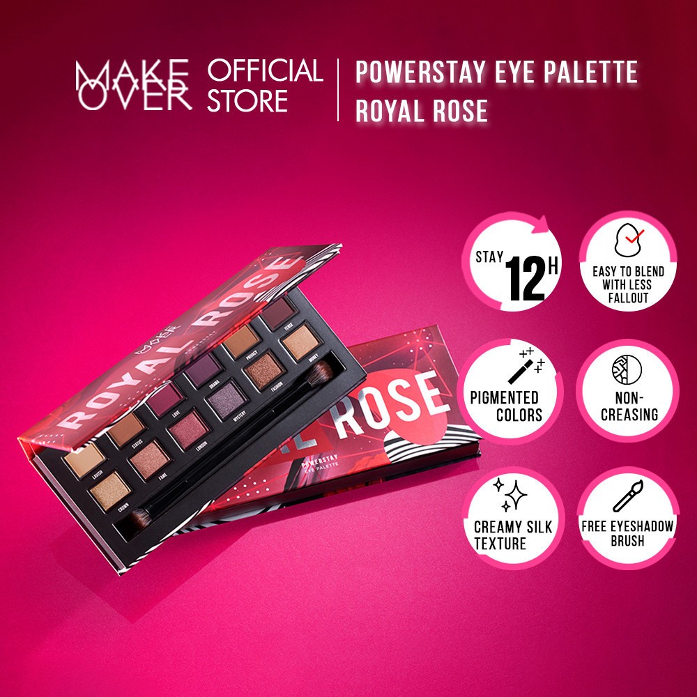 Jual MAKE OVER Powerstay Eyeshadow Palette Royal Rose Eye Palete 12 x 0 ...