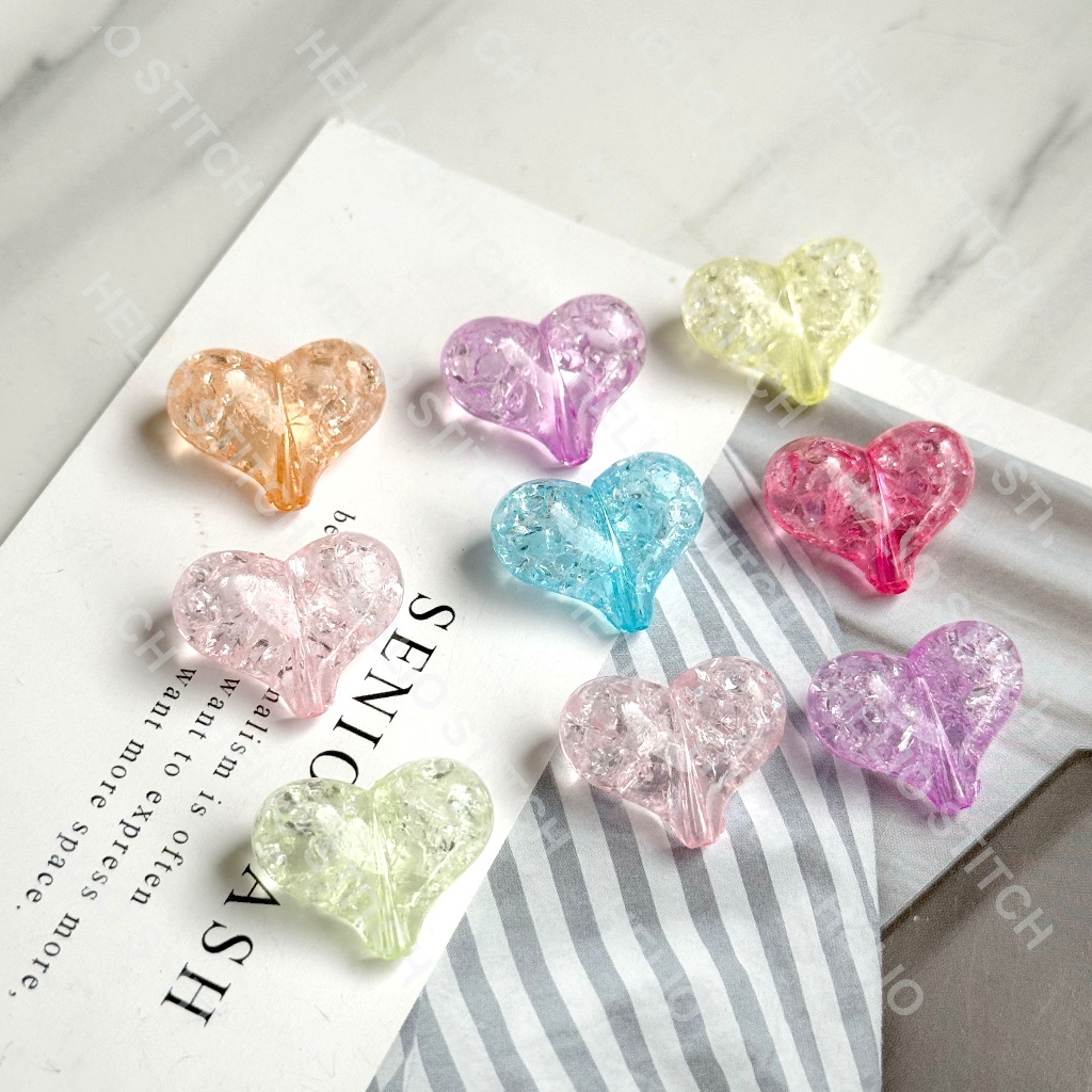 Jual 10 pcs Manik-manik Mote Wide Heart Love Bening CRACK RETAK ...