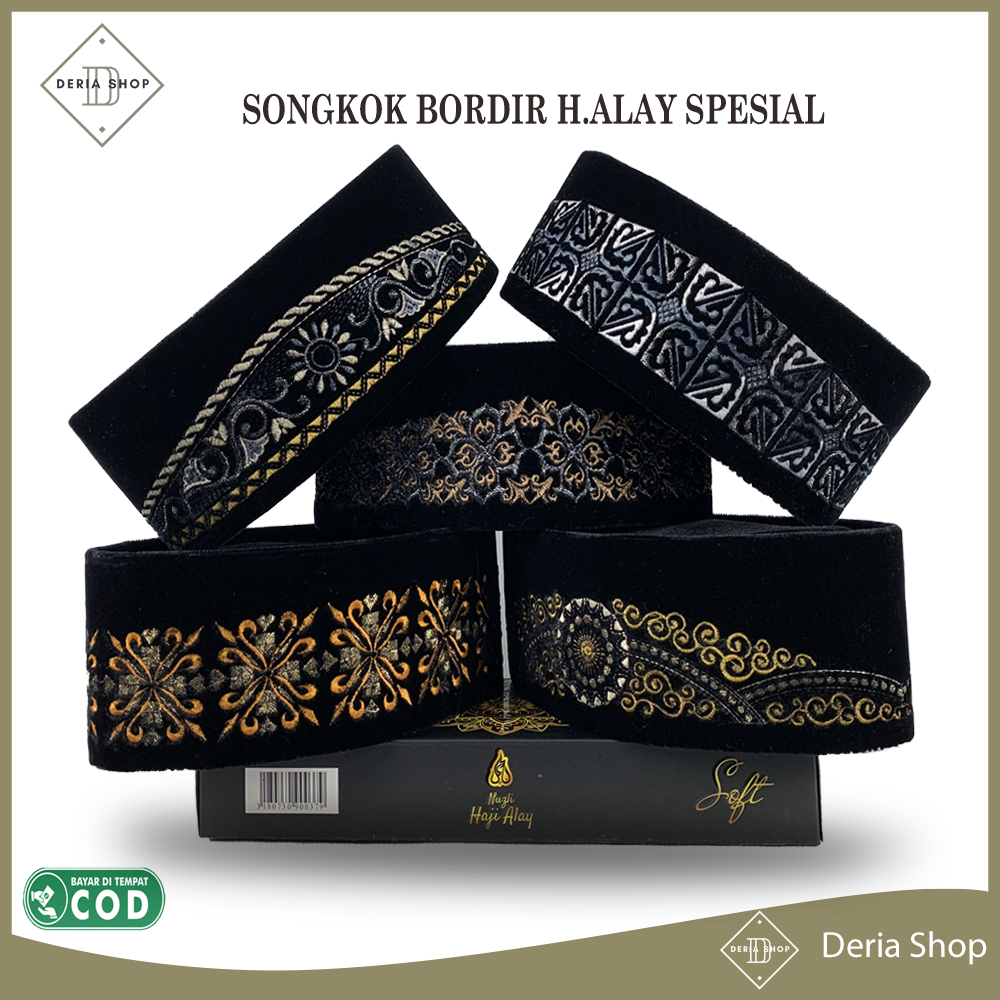 Jual Songkok Premium HAJI ALAY BORDIR SPESIAL AC Tinggi 9 Cm Motif ...