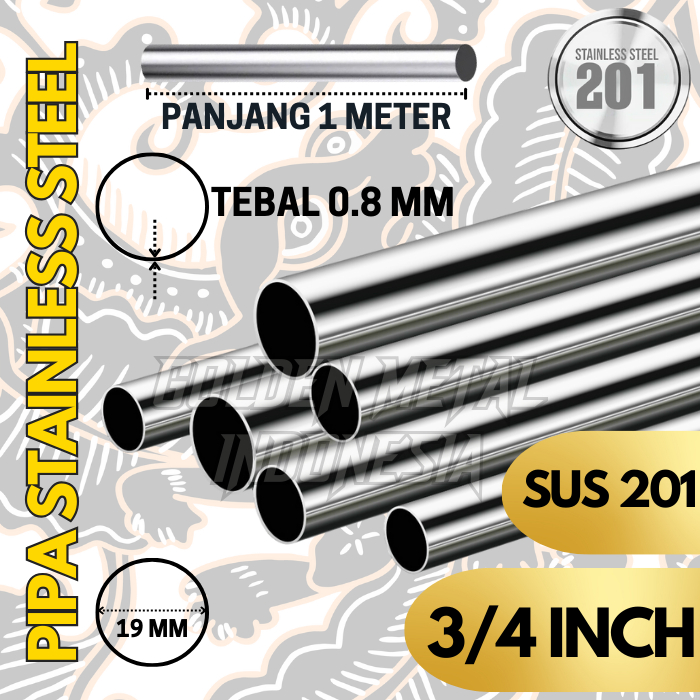 Jual PIPA STAINLESS 3/4" SUS 201 TEBAL 0.8MM | Shopee Indonesia