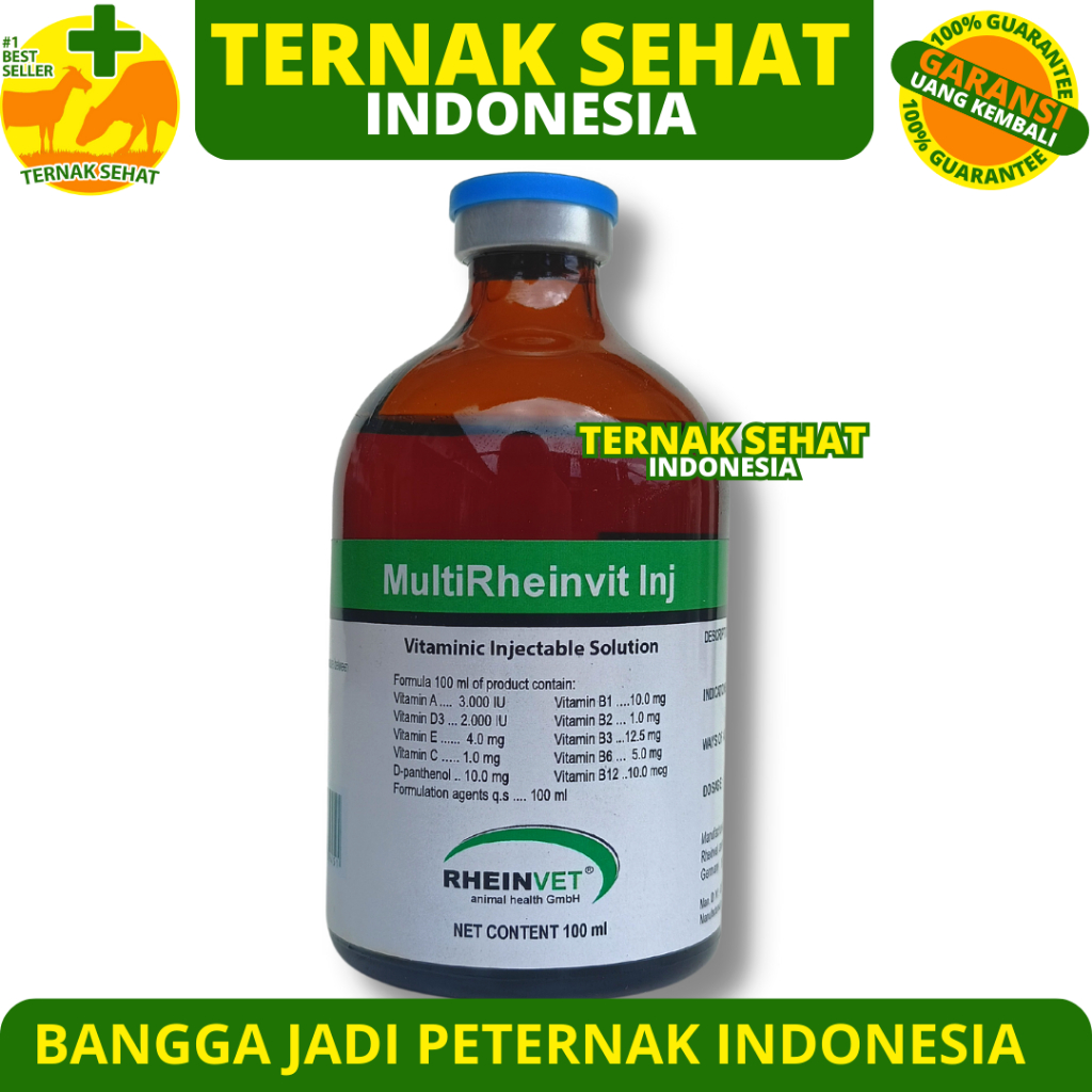Jual MULTIRHEINVIT INJ 100ML RHEINVET - Multivitamin Hewan Sapi Kambing ...