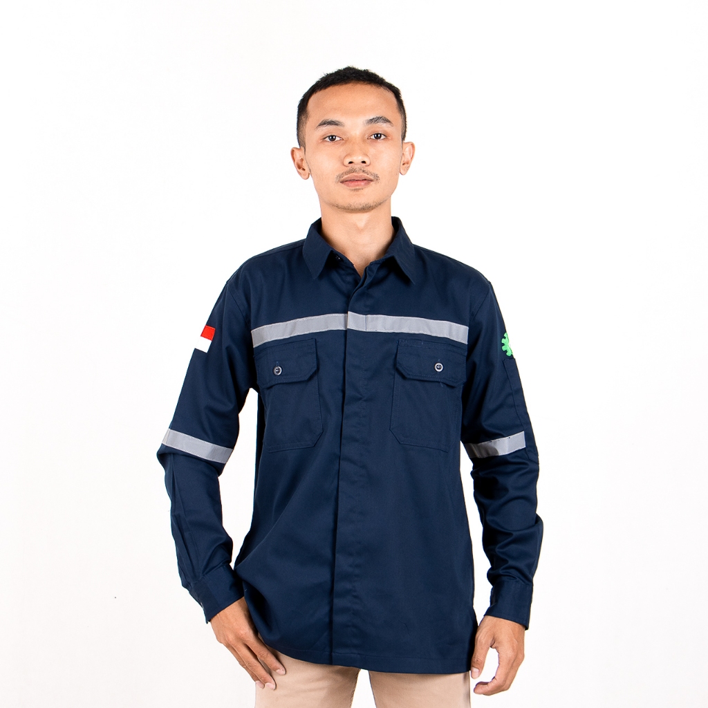 Jual Baju Kemeja Safety Wearpack Warna Biru Navy Seragam Kerja Proyek ...