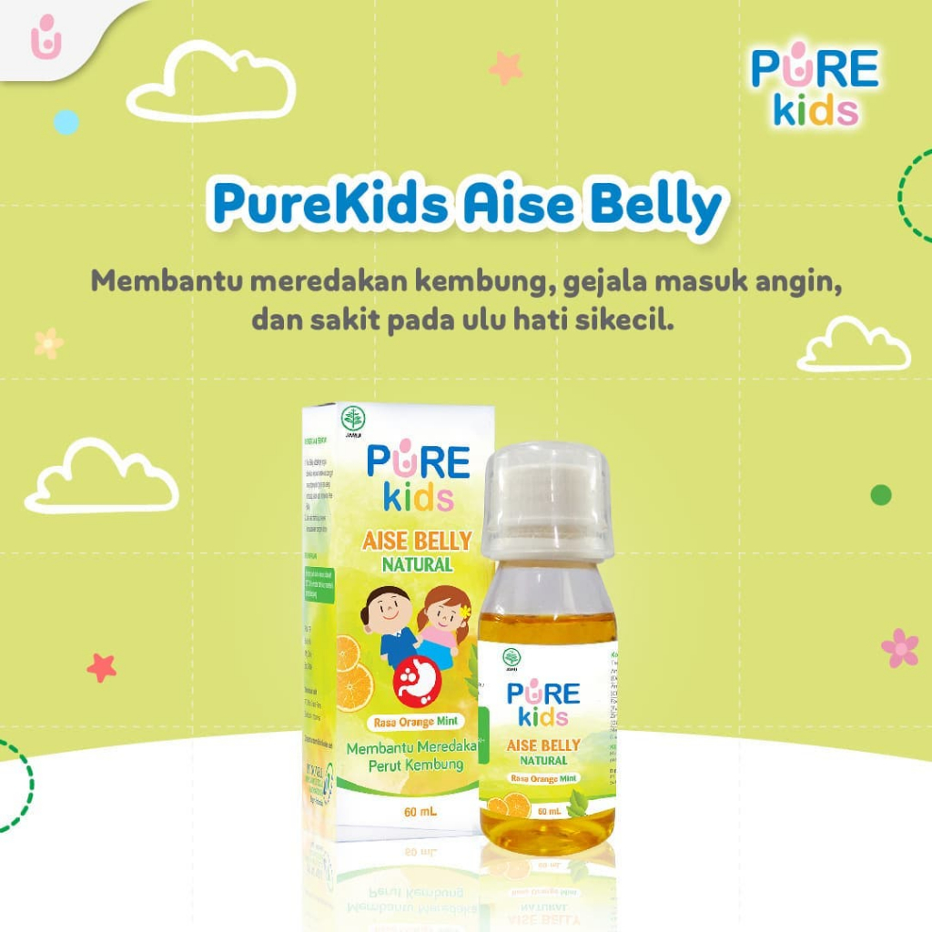 Jual Pure Kids Aise Belly Natural Rasa Orange Mint 60 Ml & 10 Sachet | Shopee Indonesia