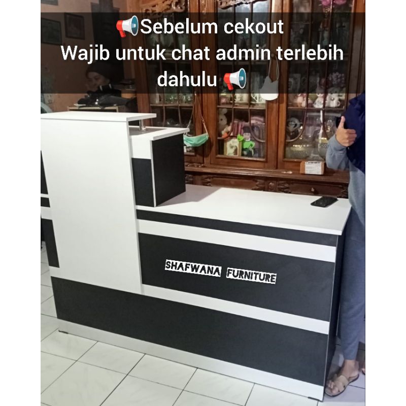 Jual meja kasir undak item putih / meja klinik / meja toko / meja ...