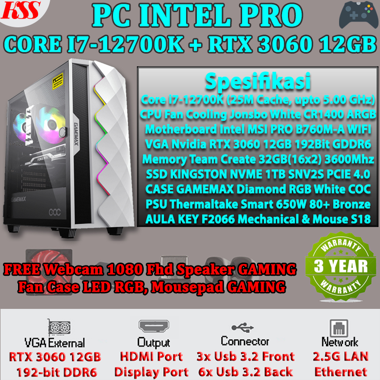 Jual [Baru] CPU Komputer/PC Rakitan Core I9 12900K + RTX 3060 12GB For Gaming dan Desain ...