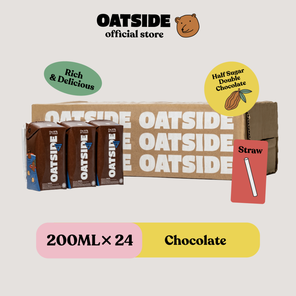 Jual OATSIDE Mini Straw Oat Milk Chocolate 200ml (24pcs) (Kemasan ...