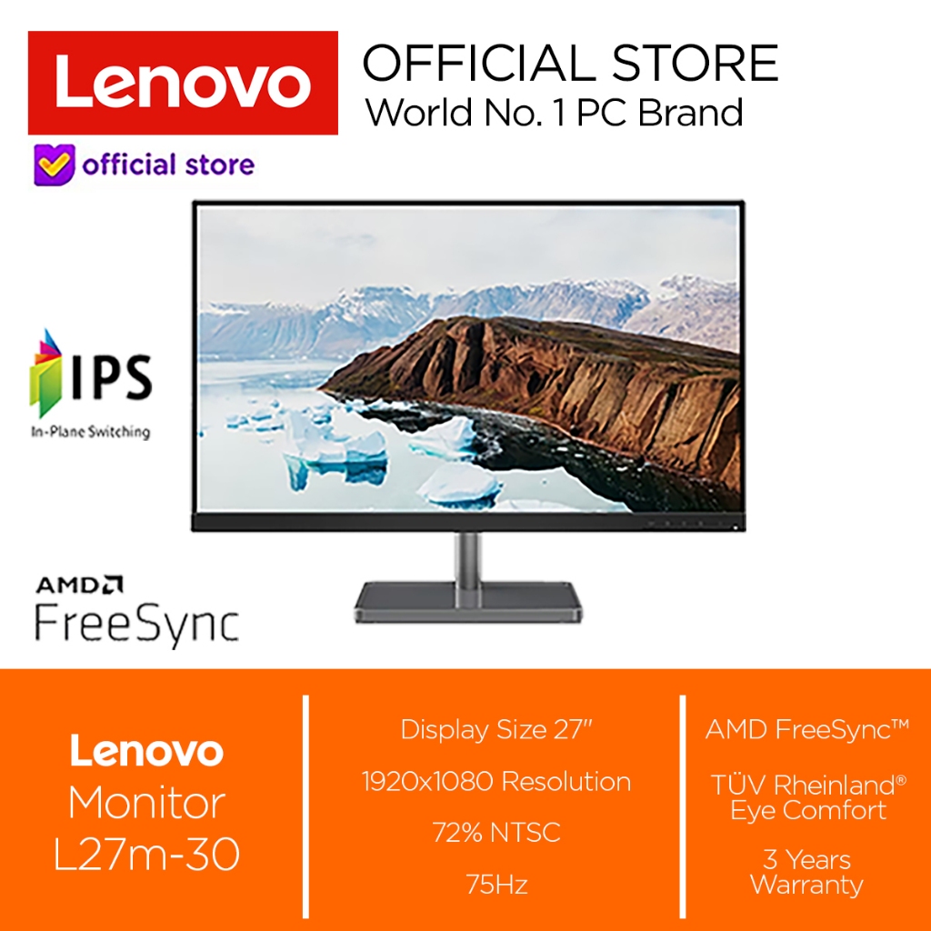 Jual Monitor LED Lenovo L27m-30 27" IPS 75Hz 4ms HDMI VGA Eye Caring ...