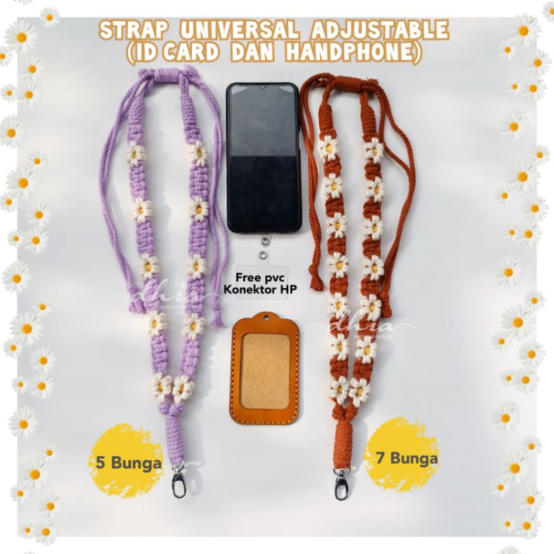 Jual Strap HP dan Id Card Bunga Daisy / Strap Id Card / Tali HP / Tali ...