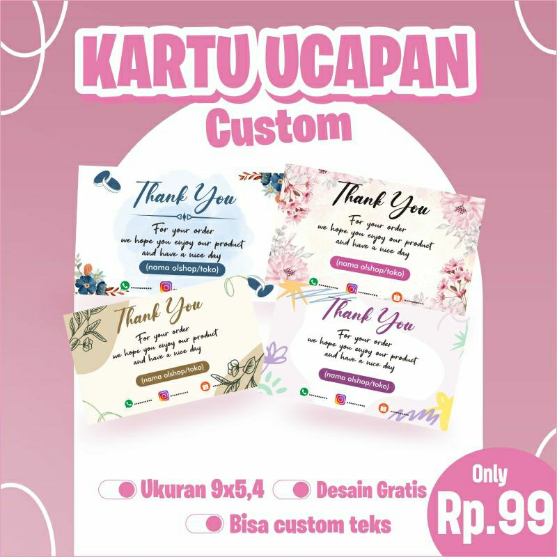 Jual Kartu Ucapan Custom/ Thank you card olshop Termurah | Shopee Indonesia