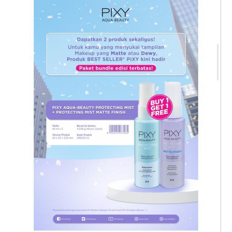Jual PIXY Aqua_Beauty Protecting Mist Buy 1 Get 1 Free (60ml) | Shopee ...