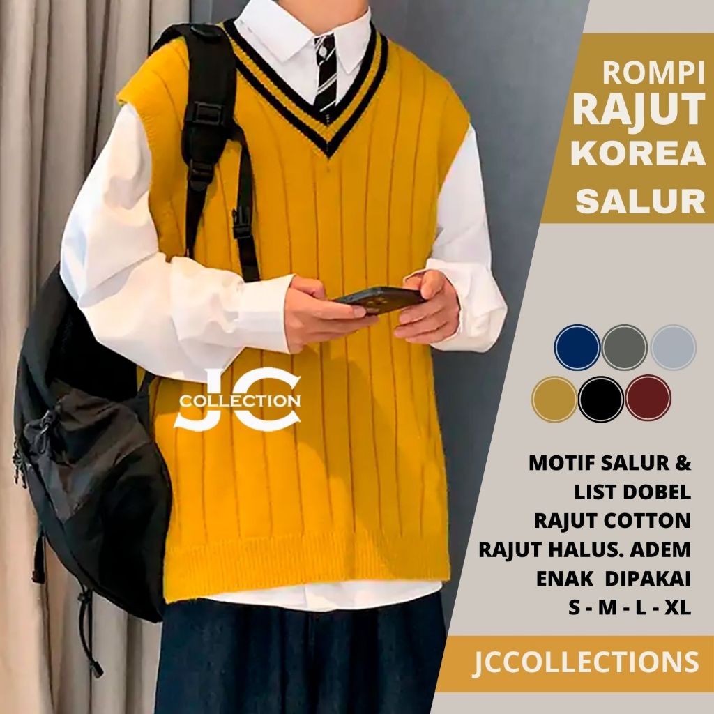 Jual Sweater Rompi Rajut Pria List Salur / Vest Knit Korea Look Salur ...