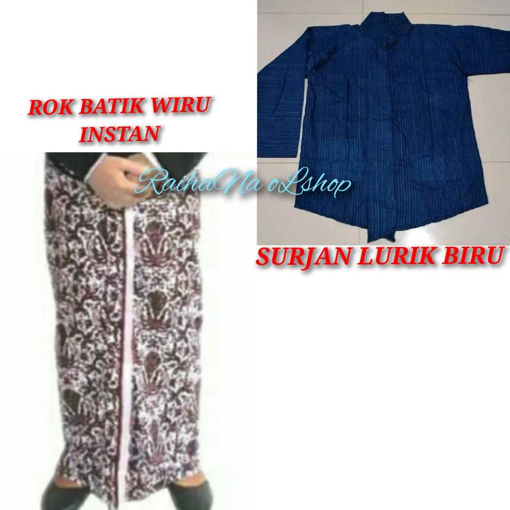 Jual BAJU ADAT JAWA LAKI | SURJAN LURIK BIRU + ROK BATIK WIRU INSTAN | SETELAN PAKAIAN ...