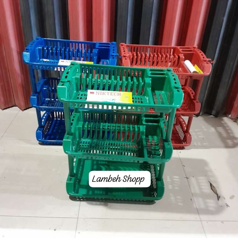 Jual Rak piring plastik 3 tingkat Merk niktech Ukuran 52 cm x 36 cm x ...