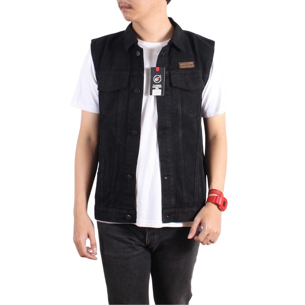 Jual TANS - Rompi Jeans Pria Sandwash Lekmong / Jaket Rompi Kerah Denim ...