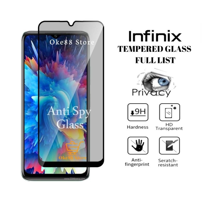 Jual Tempered Glass Anti Spy Full Layar Infinix Hot 50 4G 50 Pro 50i 50 5G 40 40i 40 Pro 30 30i ...