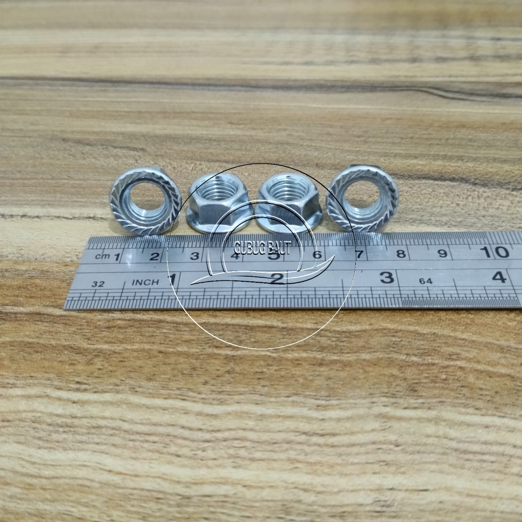 Jual MUR TOPI KUNCI 14 PUTIH M10 FLANGE NUT GALVANIS GALPANIS PITCH DRAT HALUS 1.25 | Shopee ...